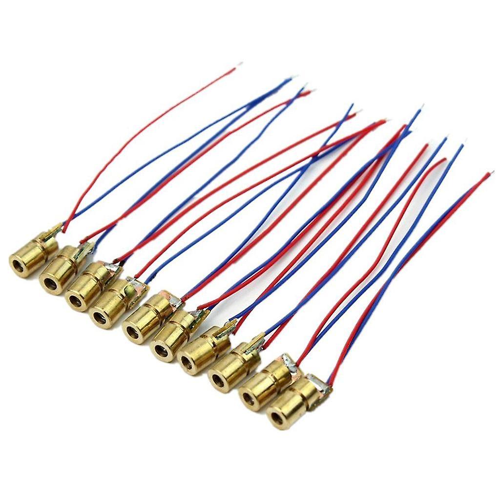 10 Pieces 5v 650nm 6mm 5mw Mini Laser Dot Diode Module Copper Head Red ...