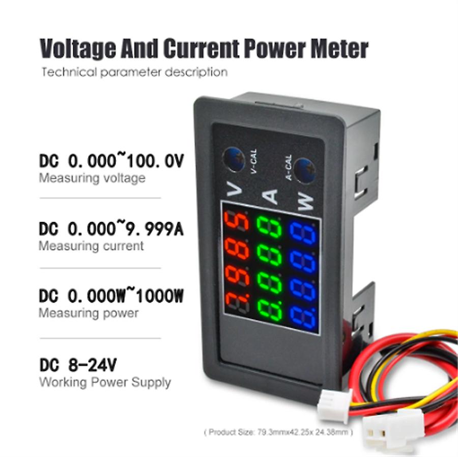 0.28Inch dc 0-100v 10a led digital voltmeter ammeter wattmeter voltage ...