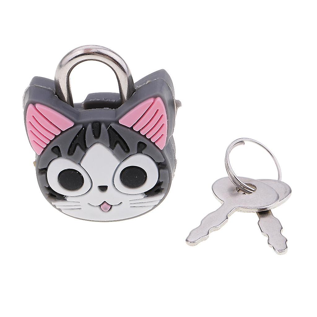 Kawaii Cartoon Doll Animal Mini Padlock Security Lock With Keys Grey ...