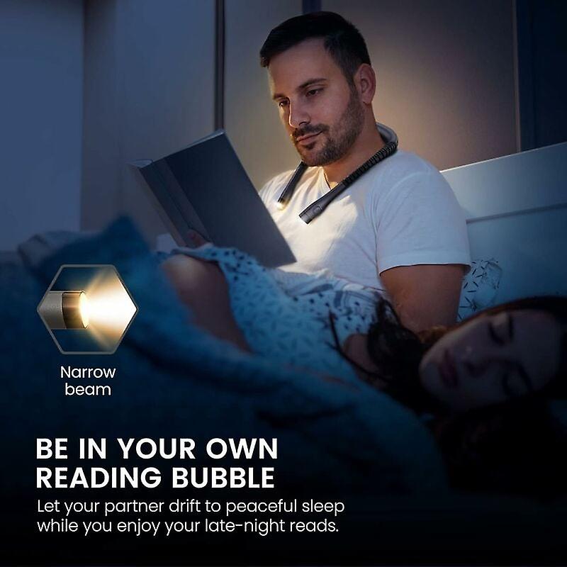 LED neck reading light, foldable rechargeable reading light for bedside ...