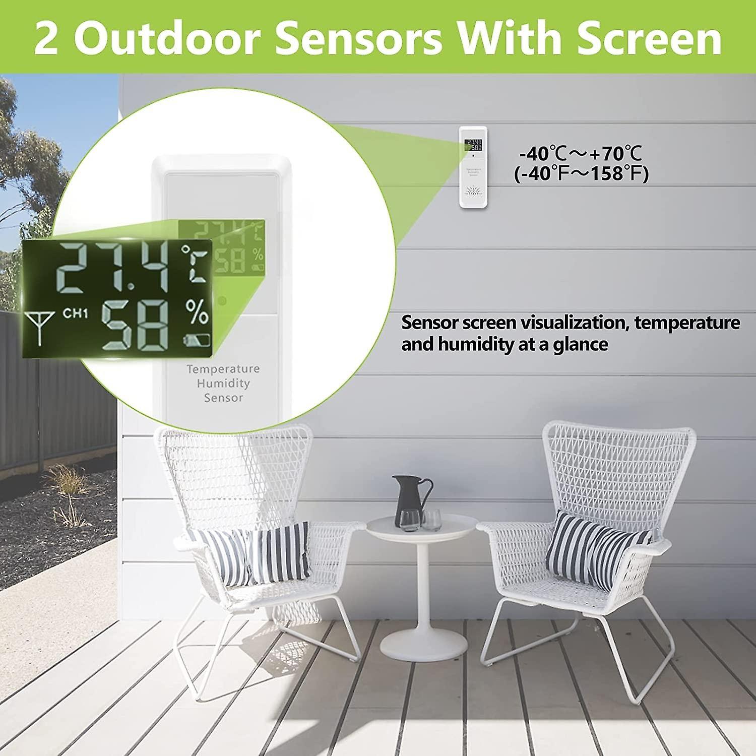 Wireless weather station with 2 outdoor sensors, DCF radio clock Indoor ...