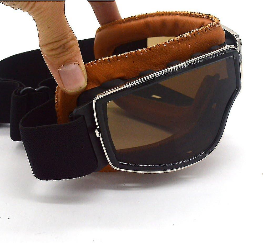 Leather Sports Vintage Pilot Style Motorcycle Cruiser Scooter Atv Off ...