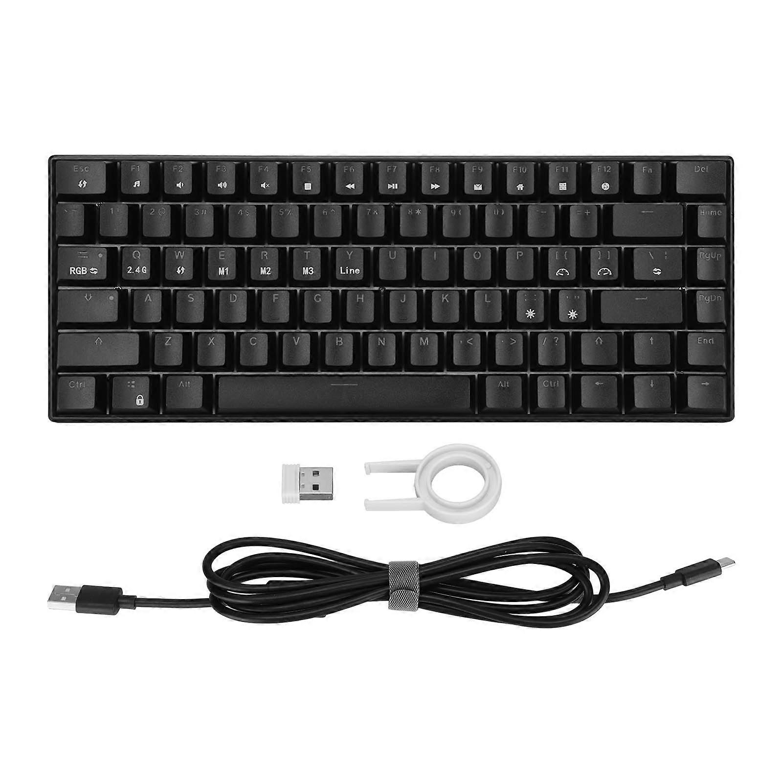 Mechanical Keyboard 82 Key RGB 3 Connection Modes Black Ergonomic ...