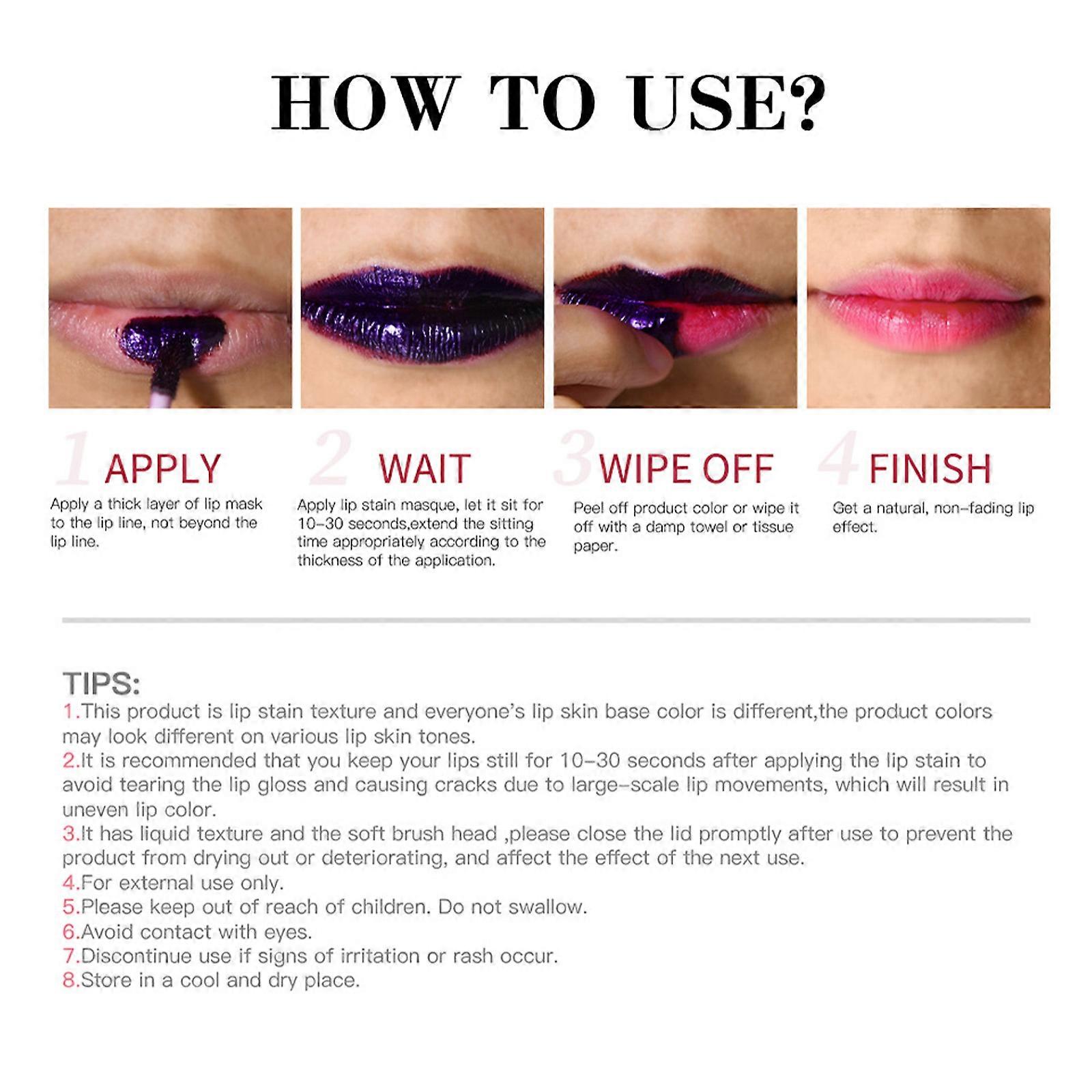 Peel Off Lip Stain Tattoo, Highly Pigmented Peel Off Liner Long Lasting ...