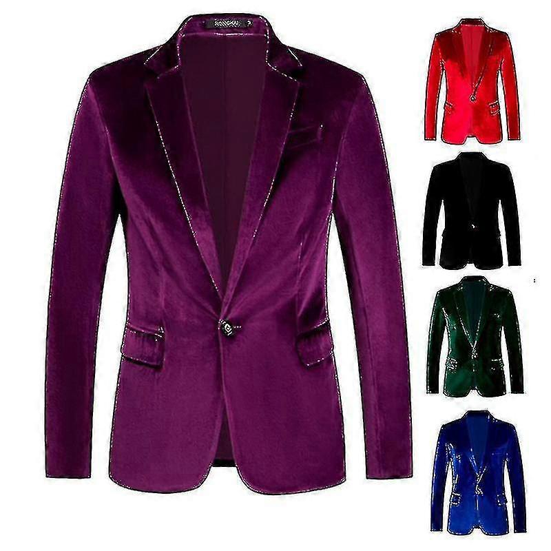 Men's Slim-fit Solid Velvet Blazer Tuxedo Dinner Suit Jacket | Fruugo UK