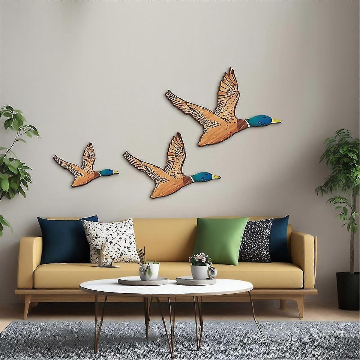 3 Size Mallard Duck Wall Art Wooden Ducks Wall Decor Rustic Flying ...