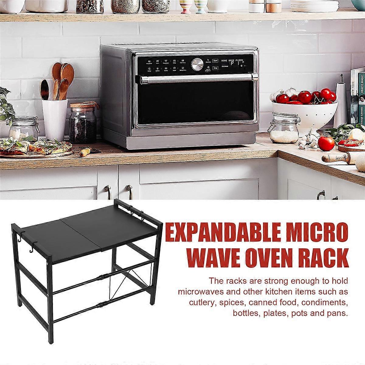 Expandable Microwave Oven Rack, 2-Tier Adjustable Kitchen Countertop ...