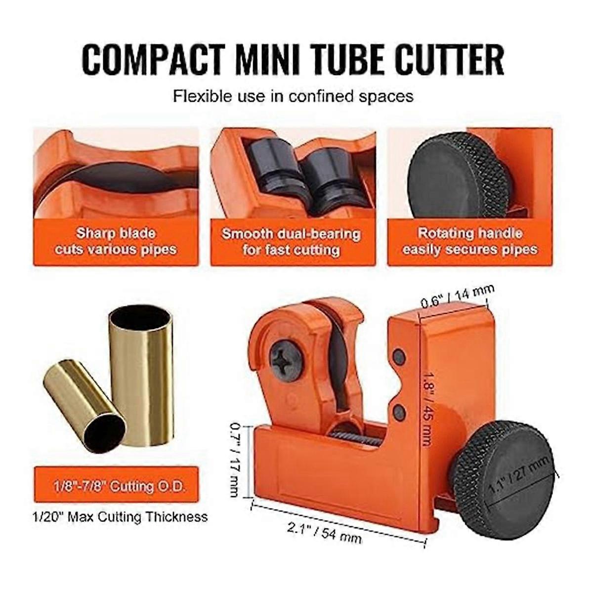 3PC Tubing Cutter Set,3/16-2Inch O.D. Copper Pipe Cutter,1/8-7/8Inch O ...
