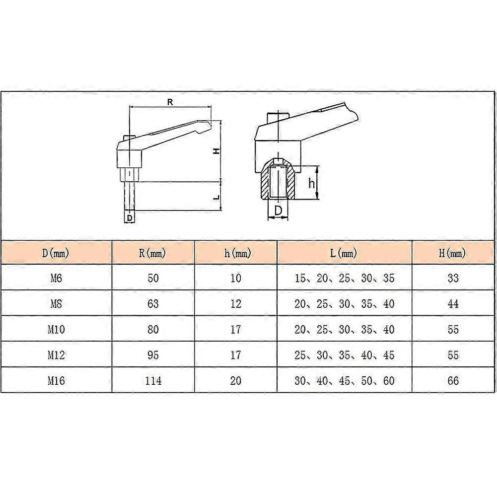 Hardware Fixing Clamp Lever Knobs Handle - Adjustable L-shaped M12 ...
