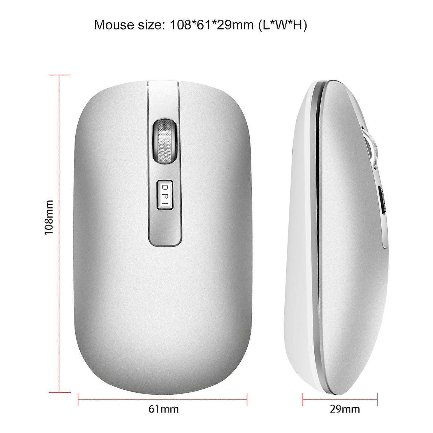 Bluetooth 5.1 Rechargeable Wireless Mouse, Metal Wheel Mute 2.4G Mouse ...