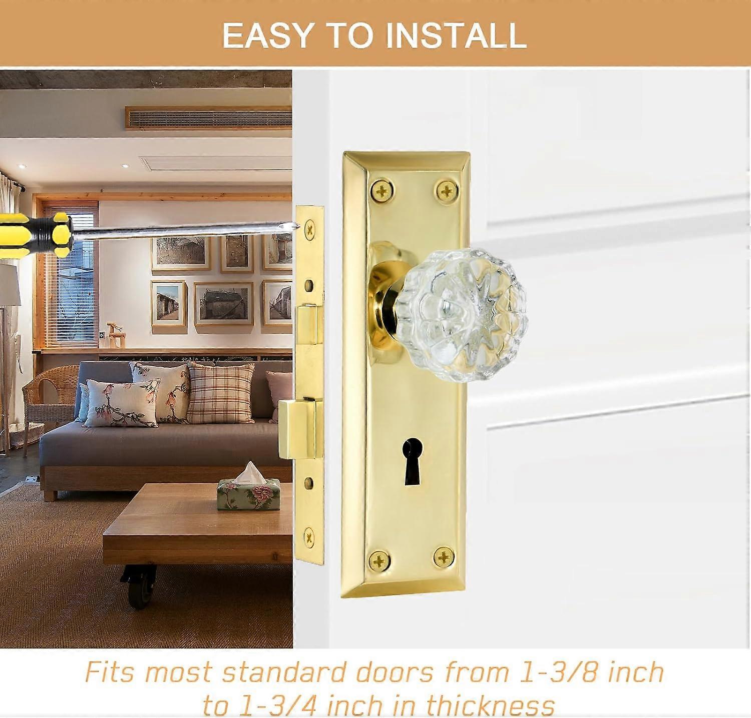 Gold Mortise Lock, Antique Style, Crystal Glass Design | Fruugo UK