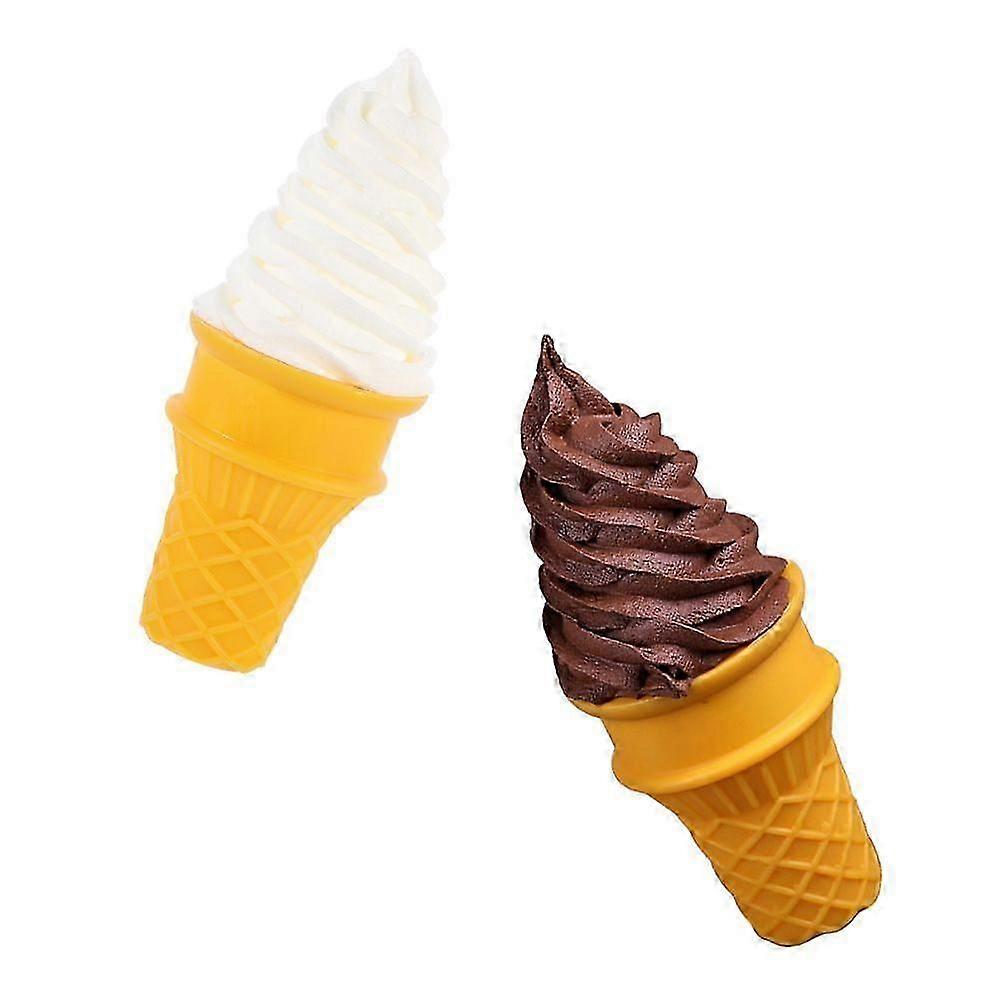 2Pcs Lifelike Ice Cream Modeling Figurine Lovely Ice Cream Cone Prop ...
