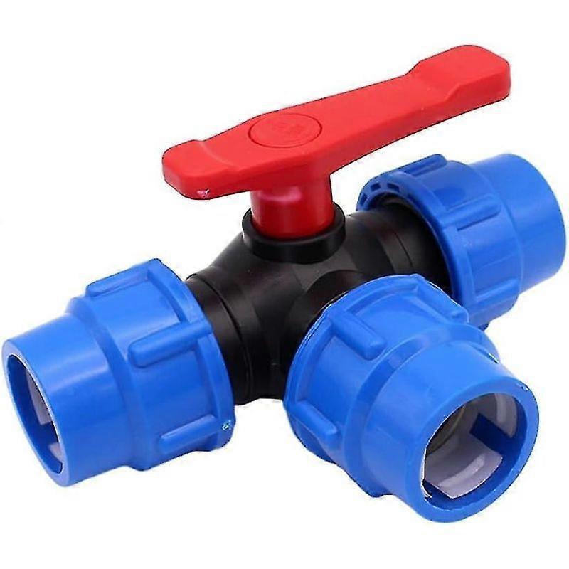 PE 32MM 3 Way Ball Valve, T Type Pipe Quick Connect Pipe Valve Splitte ...