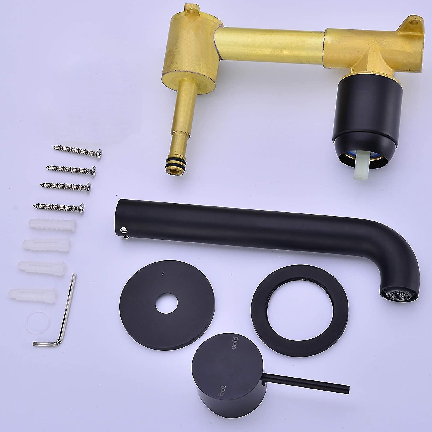 Basin Mixer Taps Wall Mounted Single Handle Matte Black Copper Bathroom ...