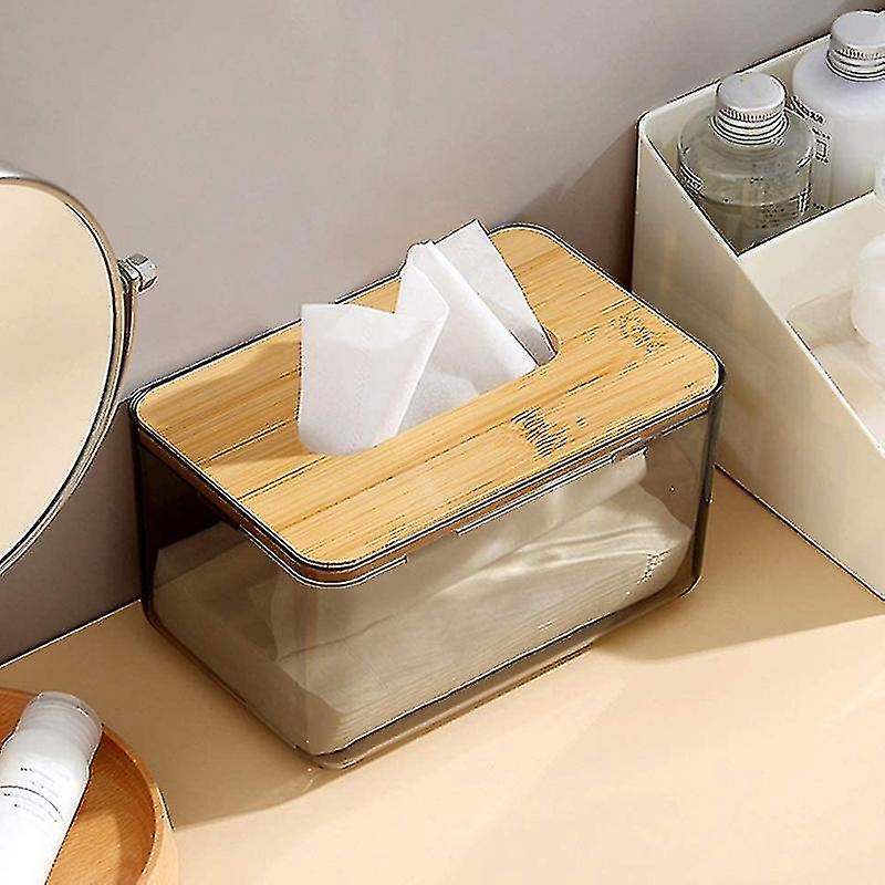 Facial Tissue Dispenser Box With Bamboo Lid, Modern Minimalist Design ...