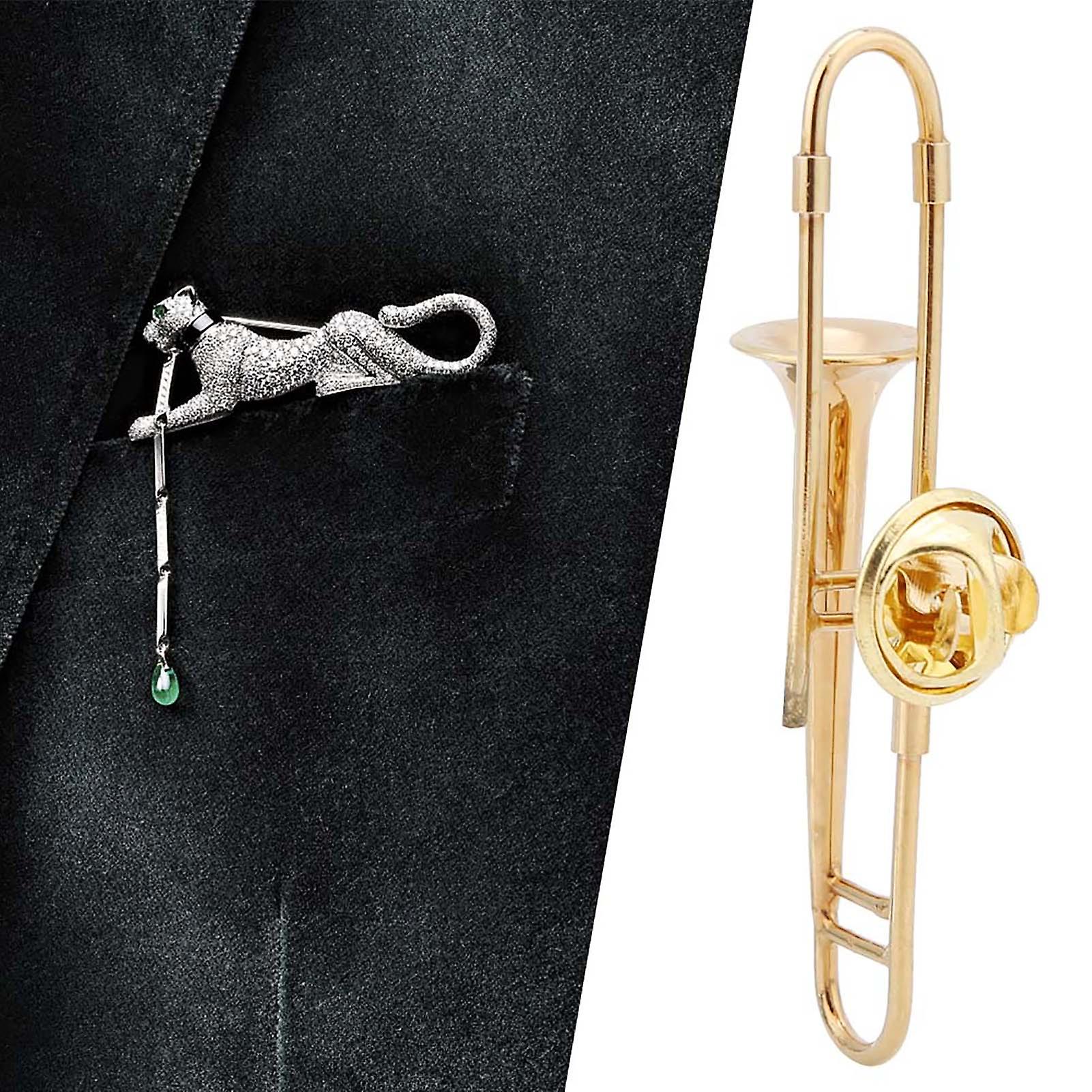 Mini Unique Gold Plating Musical Instrument Brooch Gift Decoration with ...