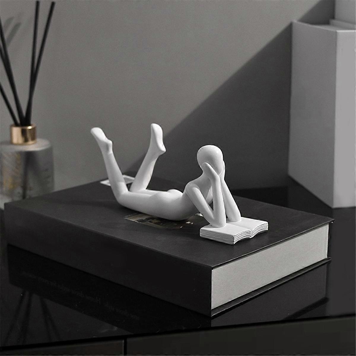 Nordic Reading Statue Resin Figurines Desktop Decor Sculpture Modern Art Ornament Home Office ...