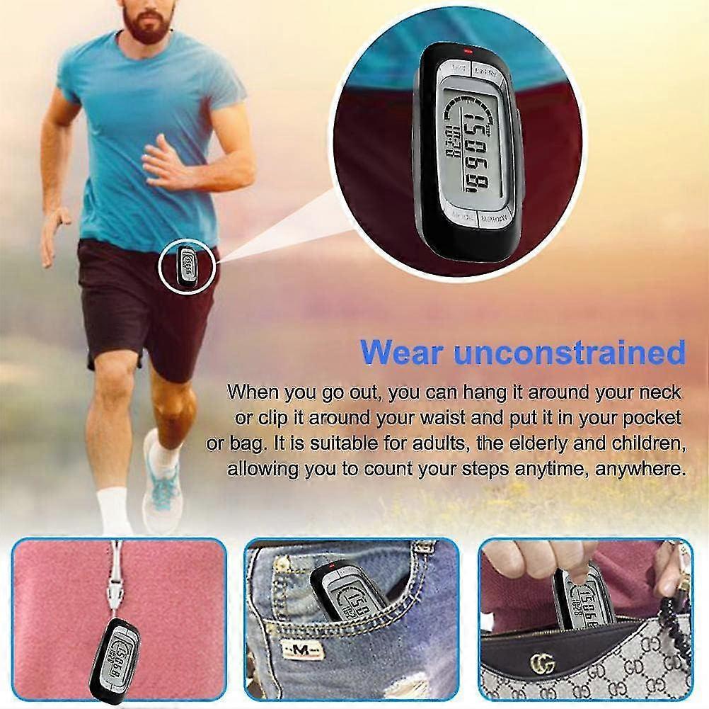 3D Pedometer, 3D Walking Pedometer with Clip Accurate Step Counter for ...