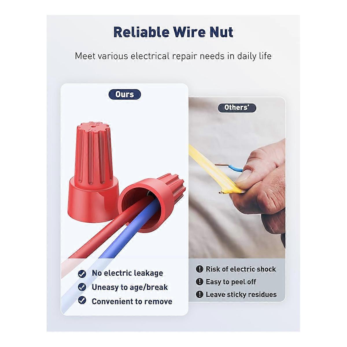 50Pcs Wire Nuts Wire Caps Electrical Wire Connectors for 10-22AWG Gauge ...