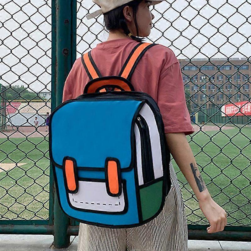 Creative Women 2D Drawing Backpack Cartoon School Bag Comic Bookbag for ...