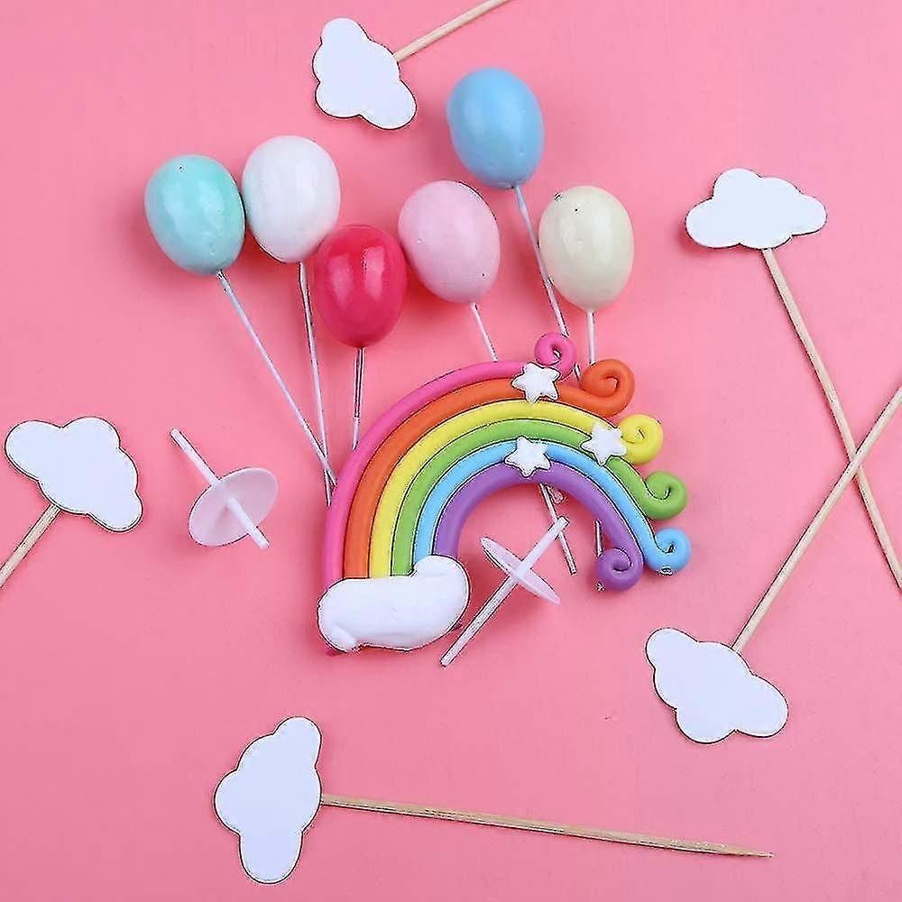 12 Pieces Cake Topper Kit Rainbow Cloud Cake Topper Kids Cake ...