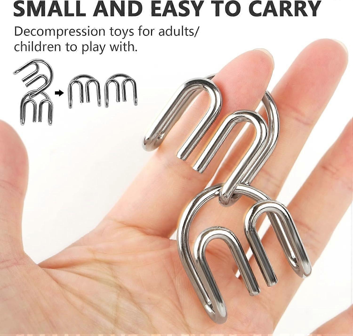 8 Pieces Metal Brain Teaser, Metal Brain Teaser Games, Metallic Wire ...
