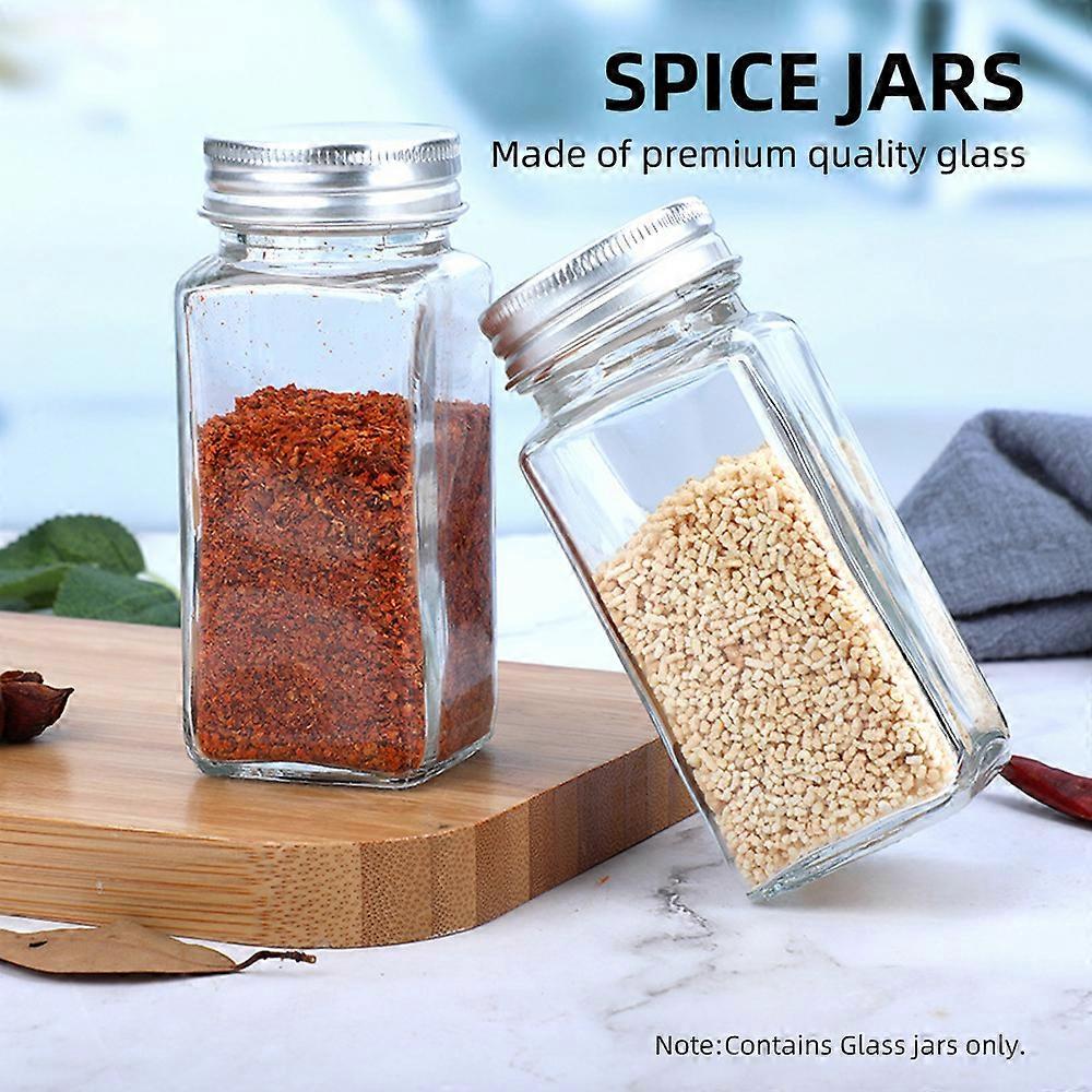 24Pcs Glass Square Spice Jars Spice Bottles with 24 Label 4oz / 120ml ...