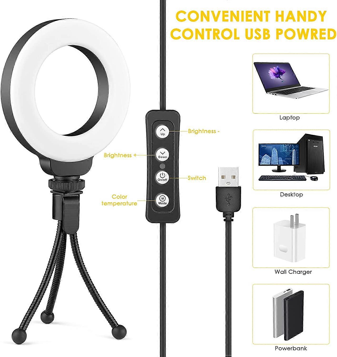 4" Ring Light for Laptop with Stand & Clip,Video Conference Lighting ...