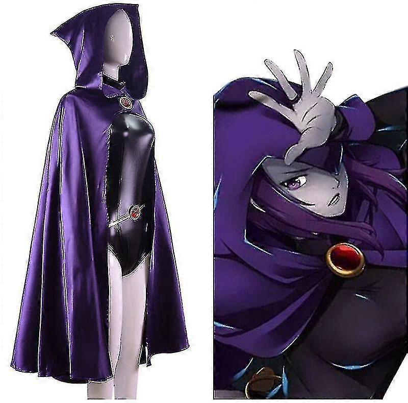 Rachel Roth Raven Cosplay Costume Bodysuit W/ Cloak Halloween Carnival ...