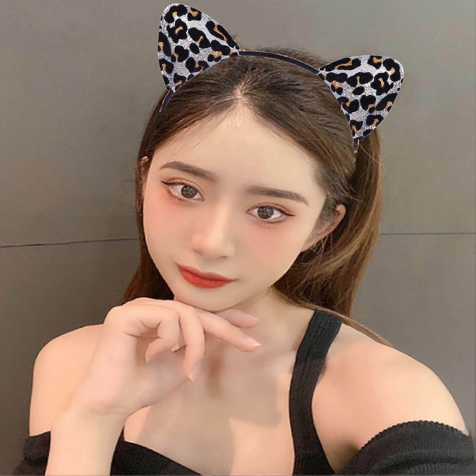 Hair Hoop Leopard Print Cat Ear Decor Halloween Headband Soft ...