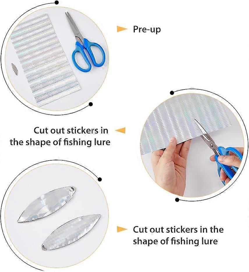 18Pcs 9 Styles Reflective Silver Fishing Lure Stickers Holographic Fish ...