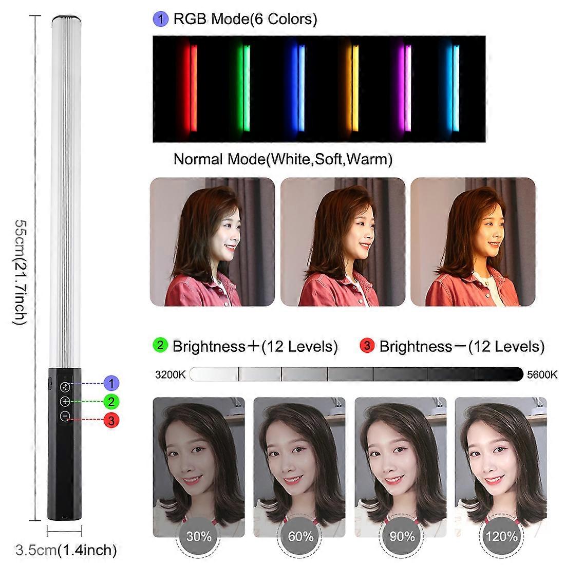 PULUZ RGB Colorful Photo LED Stick Adjustable Color Temperature ...