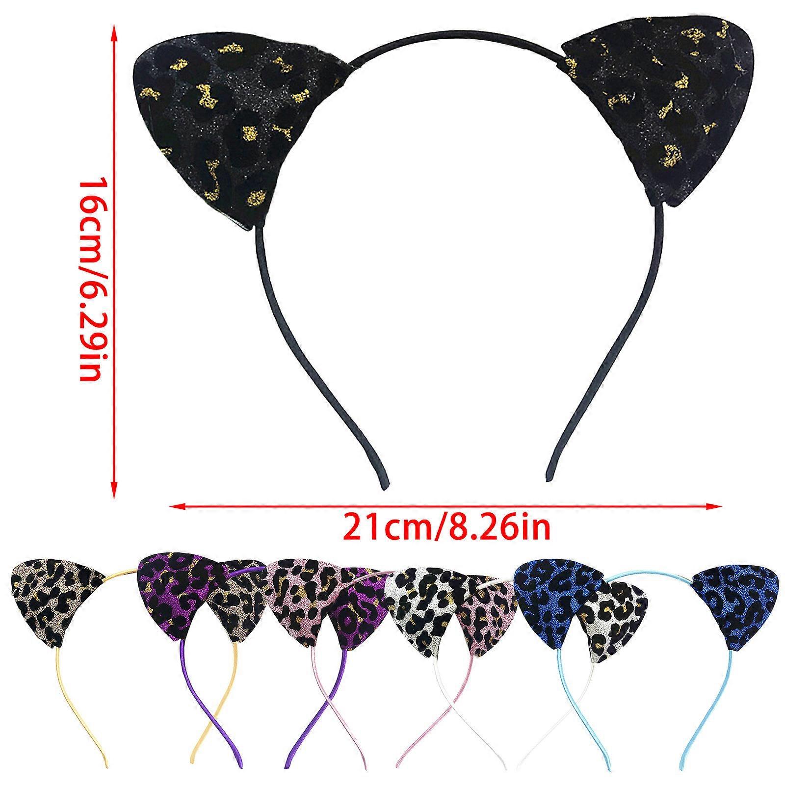 Fashion Leopard Cats Ear Hairband for Adult Women Gold Glitters Cats ...