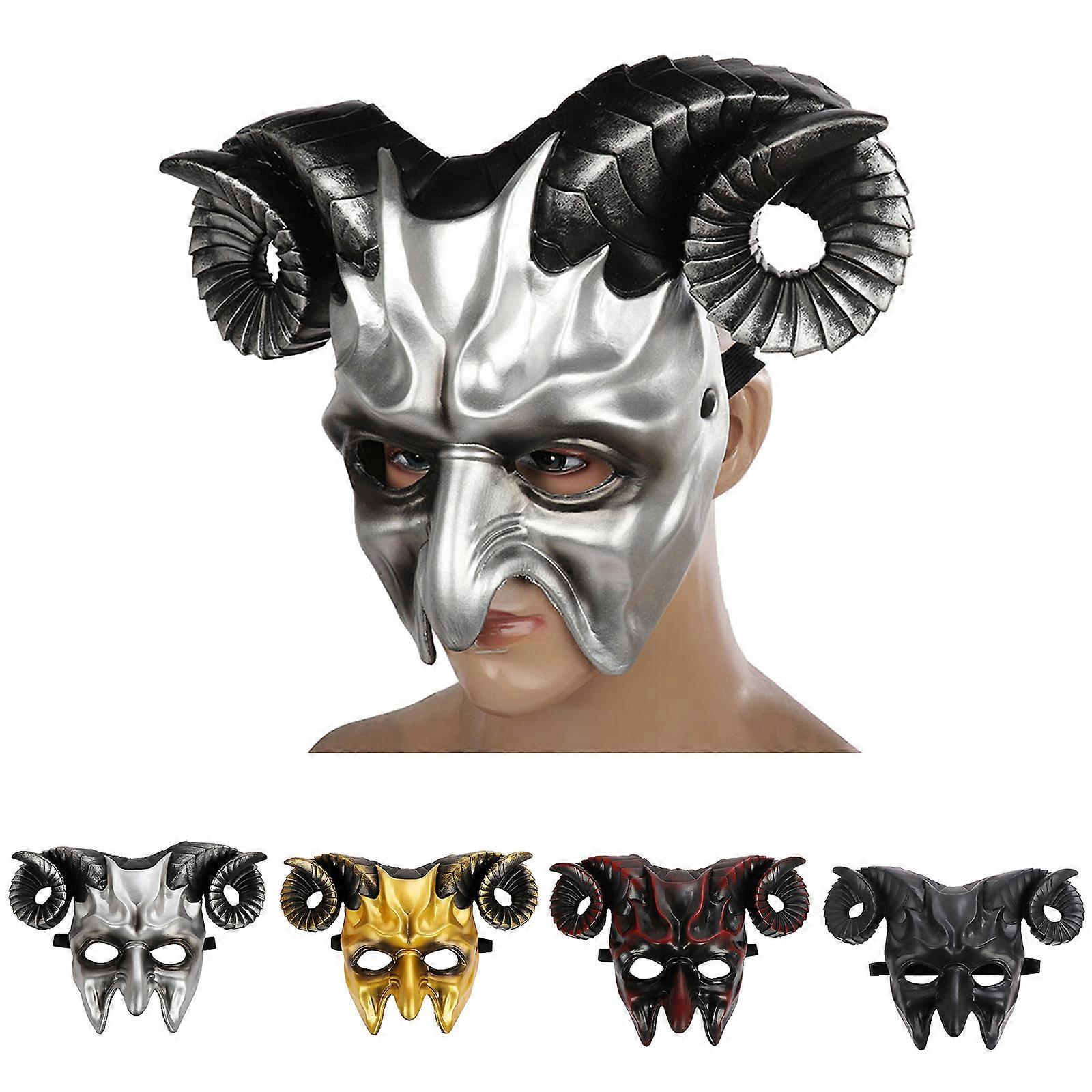 Masquerade Mask Devil Mask 3D Ox Horn Mask Horror Halloween Cosplay ...