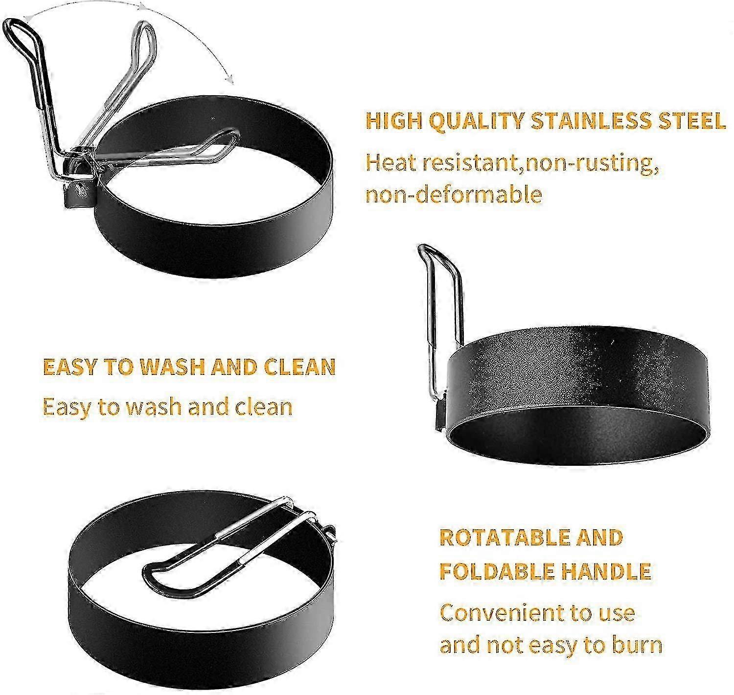 4 Pieces Fried Egg Molds, Pancake Mold Stainless Steel Non-stick ...