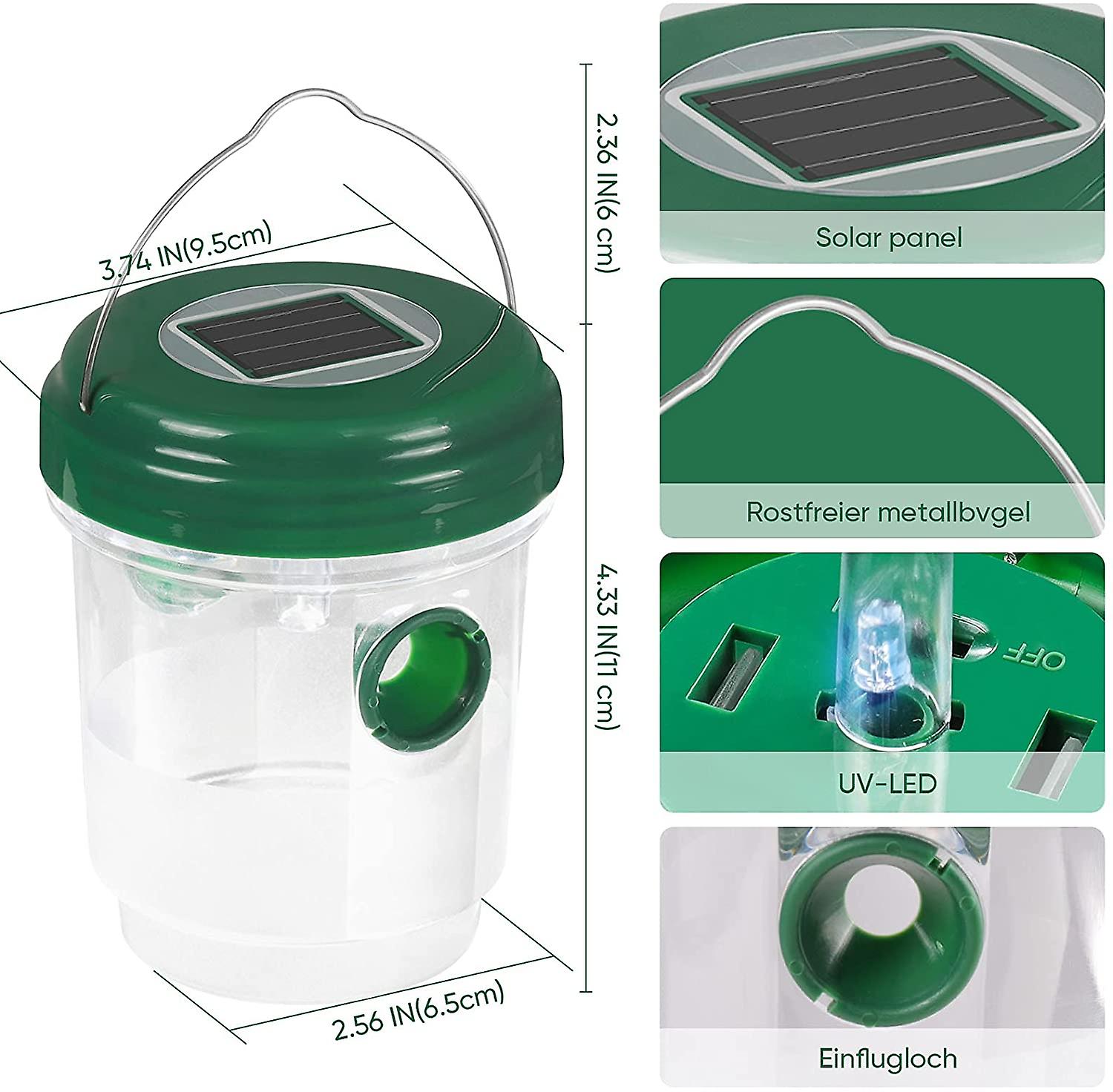 Plastic Insect Traps, 2 Pieces Solar Powered Wasp Trap With Led Light ...