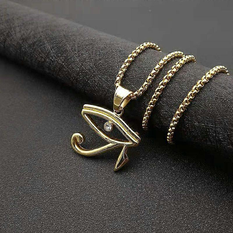 CZ Eye of Horus Egypt Protection Pendant on Stainless steel Necklace ...