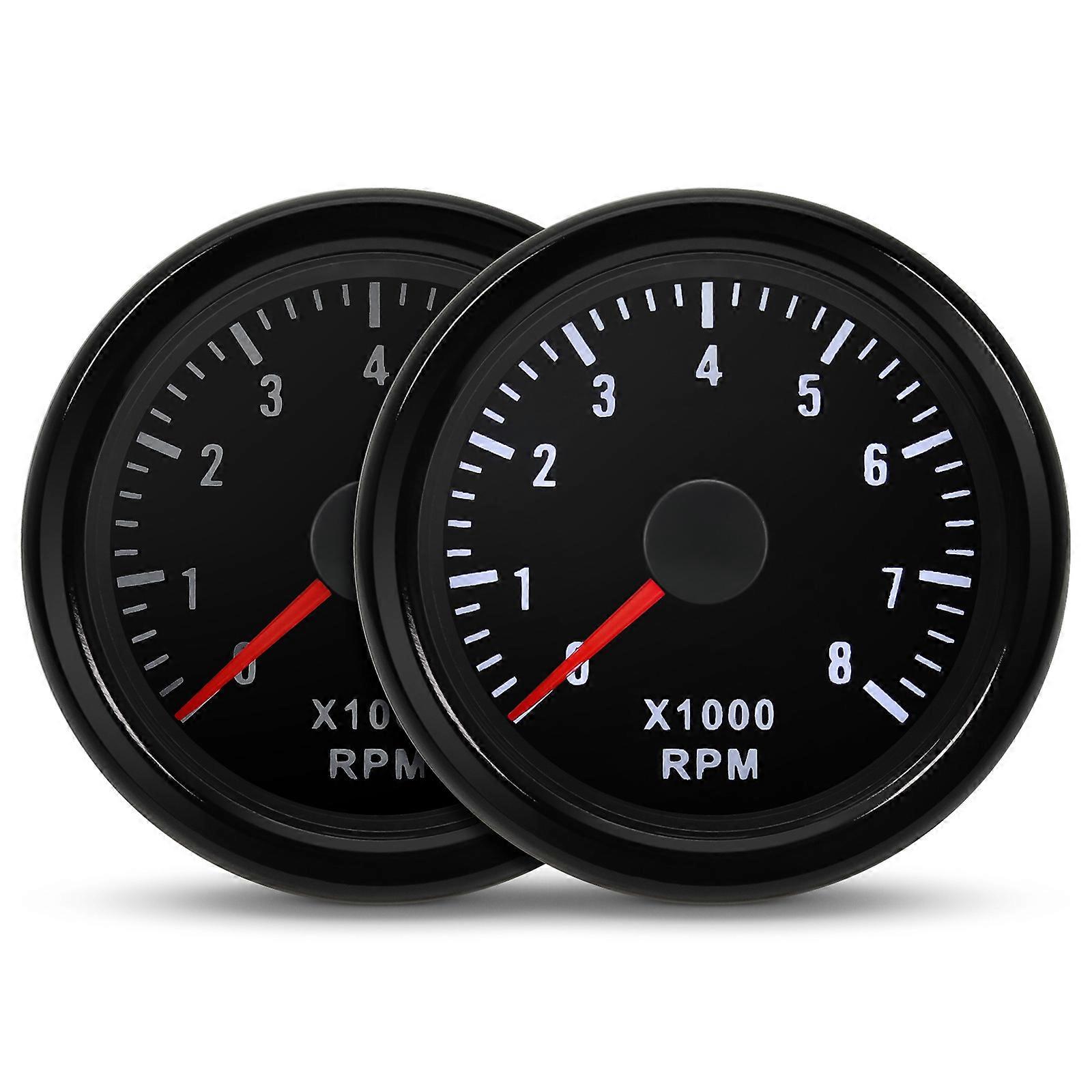 52mm Auto Tachometer White LED 0-8000 RPM Meter Car Gauge 1-8 Cylinders ...