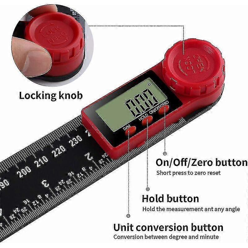 (200mm)digital Protractor Digital Angle Ruler 360 Digital Goniometer With Large Lcd Display ...