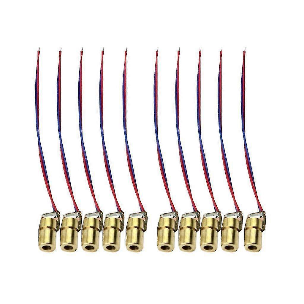 10 Pieces 5v 650nm 6mm 5mw Mini Laser Dot Diode Module Copper Head Red ...
