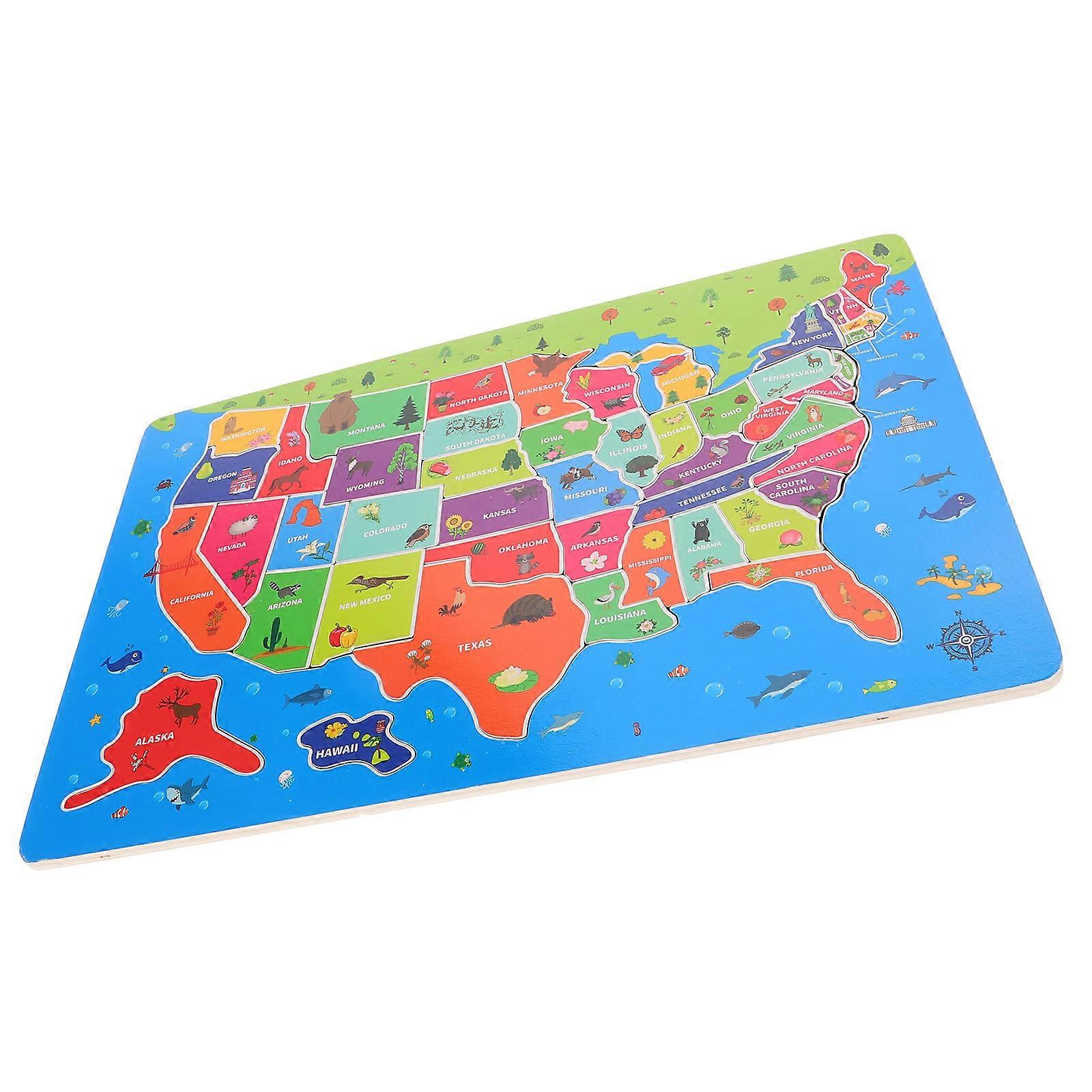 Wooden USA Map Jigsaw Puzzles United States Map Puzzle Us Map Jigsaw ...