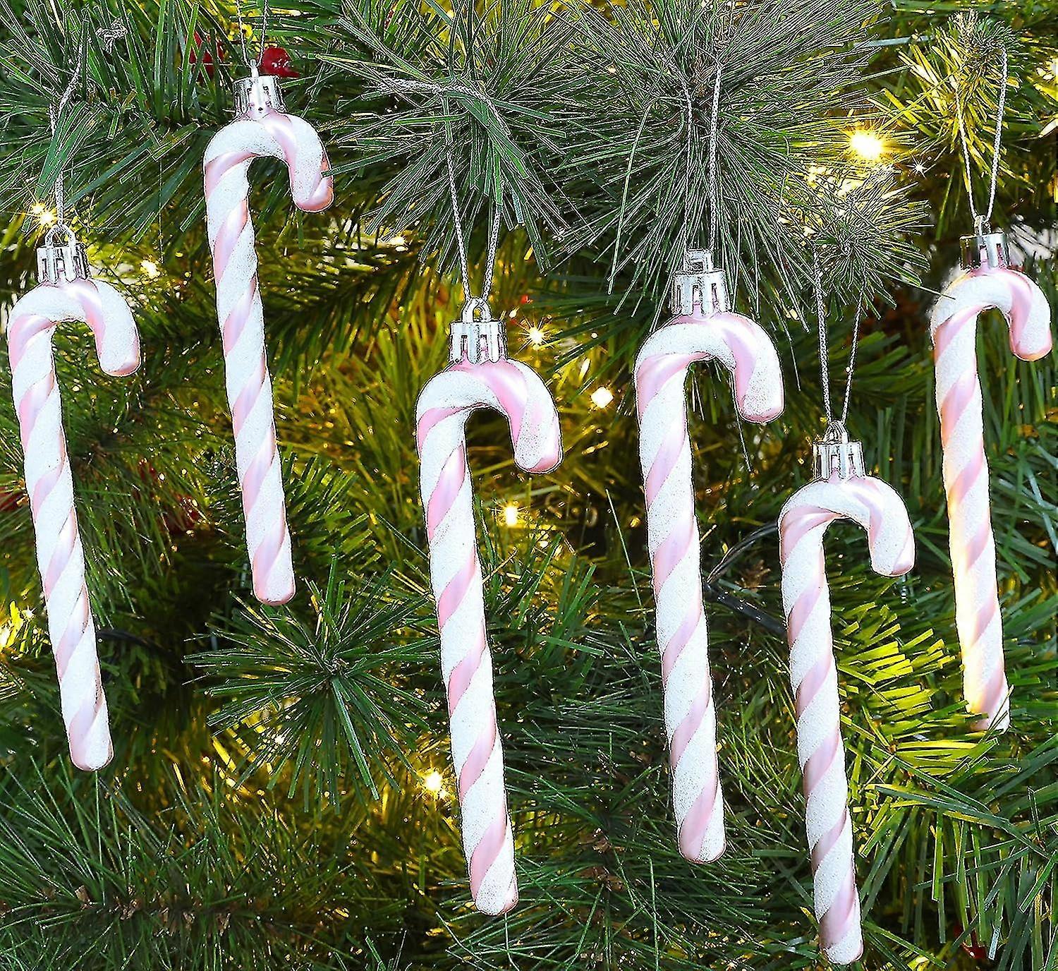 Christmas Pack Of 6-13cm Glitter Candy Cane Christmas Tree Decorations ...