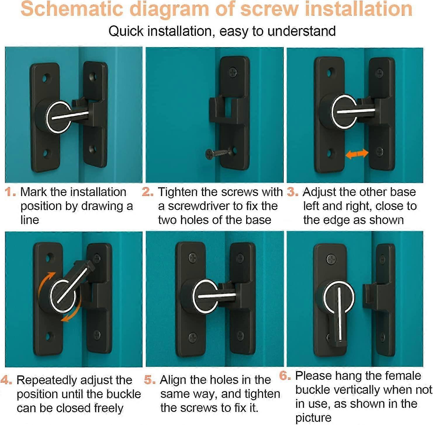 Bright Sliding Interior Door Latch Lock, 90 Toggle Door Hook Latch ...