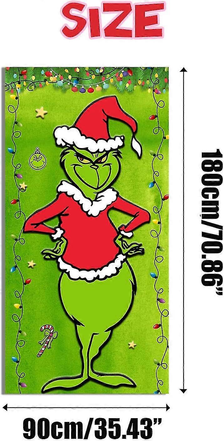 Grinch juledørdæksel dekorationer Grinch grøn baggrund glædelig jul ...