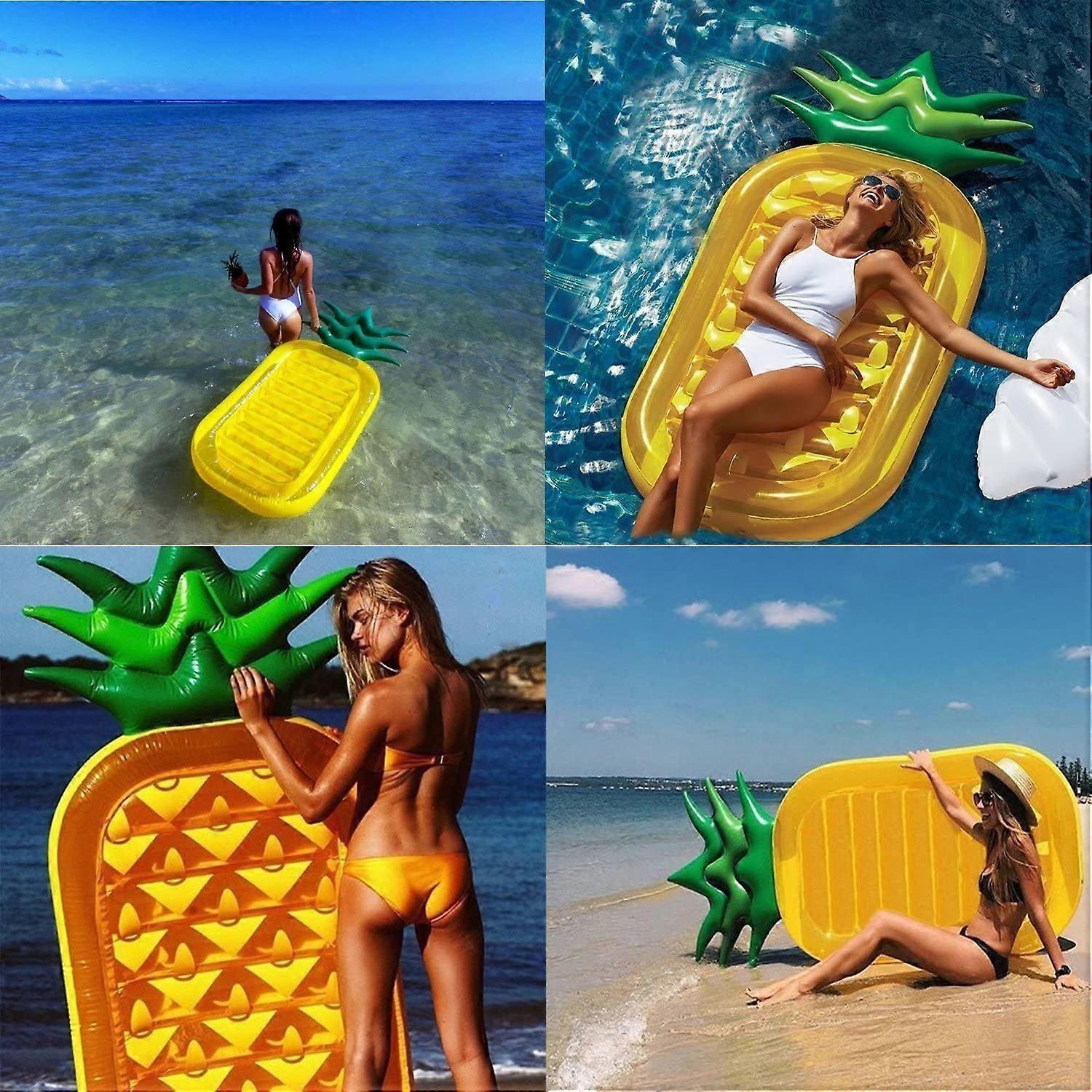 Giant 76" Pineapple Pool Party Float Raft Summer Beach Swimming Pool Inflatable Floatie Lounge ...