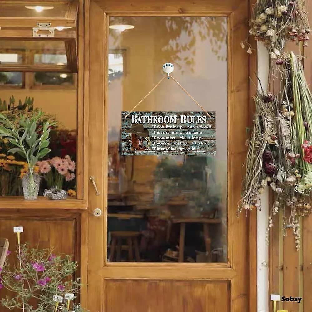 Farmhouse Bathroom Wall Decor - Funny Bathroom Rules Signs - Rustic ...