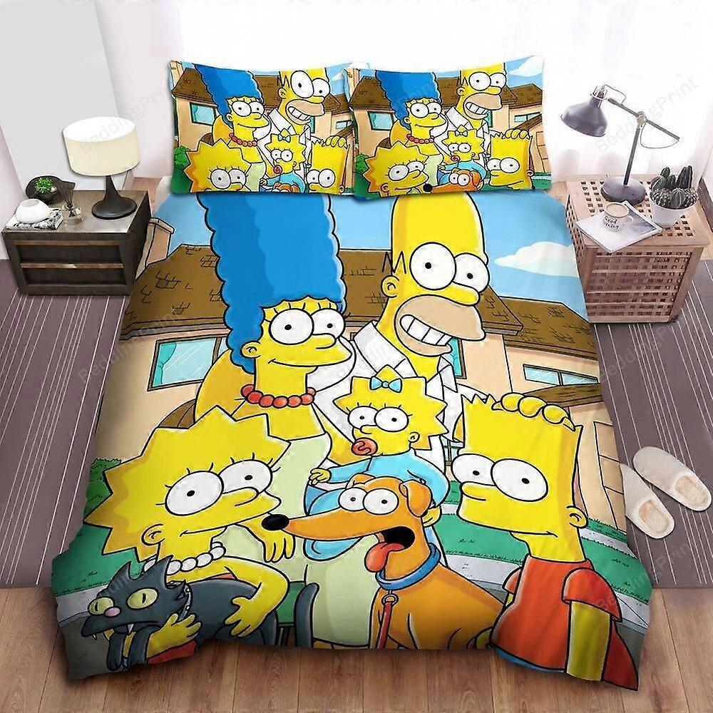 v349 Bed Sheets The Simpsons Family Photograph In Front Of Their House ...