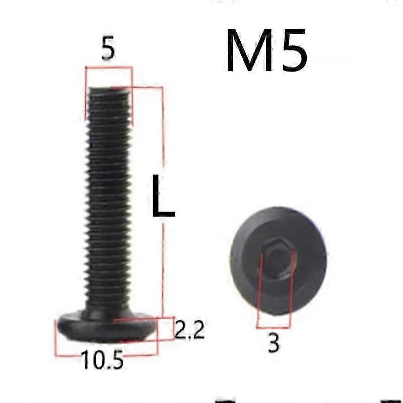 M3 M4 M5 M6 M8 Black Hypotenuse Flat Head Hex Drive Screw Down Side ...