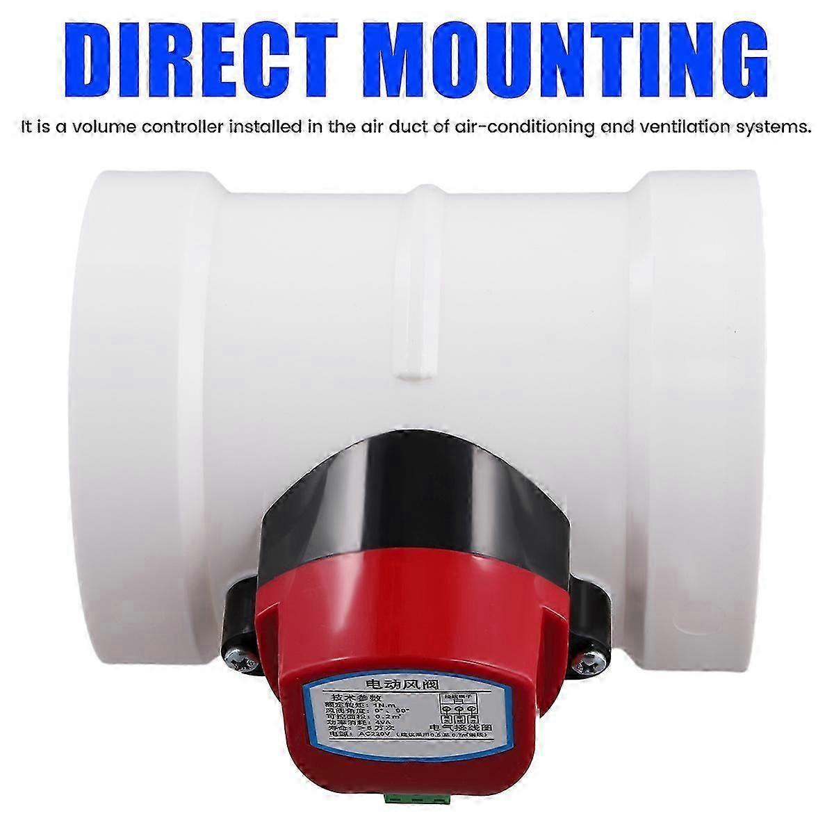 220VAC 110mm Plastic Motorized Damper PVC Check Valve Air Duct Volume ...