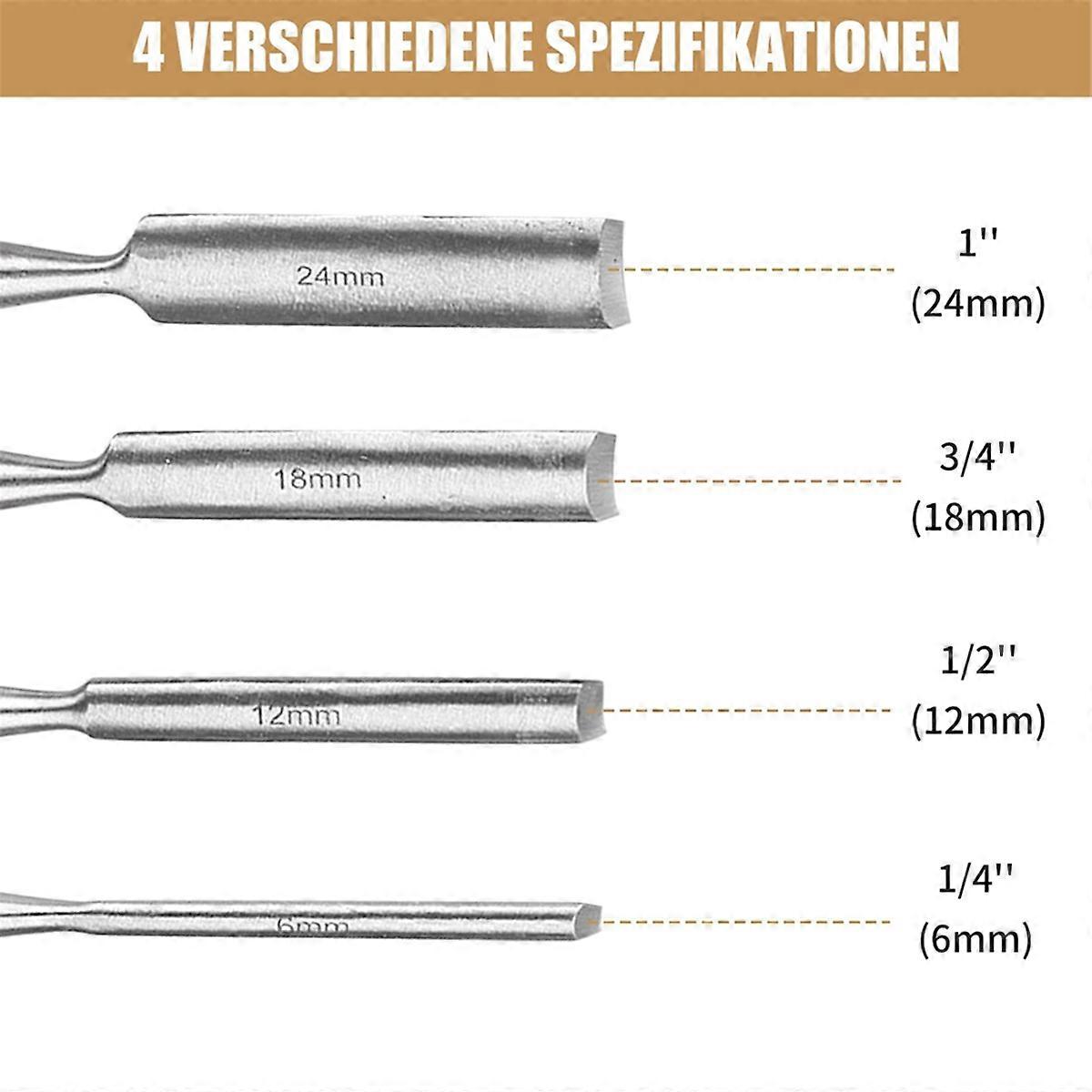 Set of 4 Wooden Chisel Set, Round, Curved Chisel Set, CR-V Steel ...